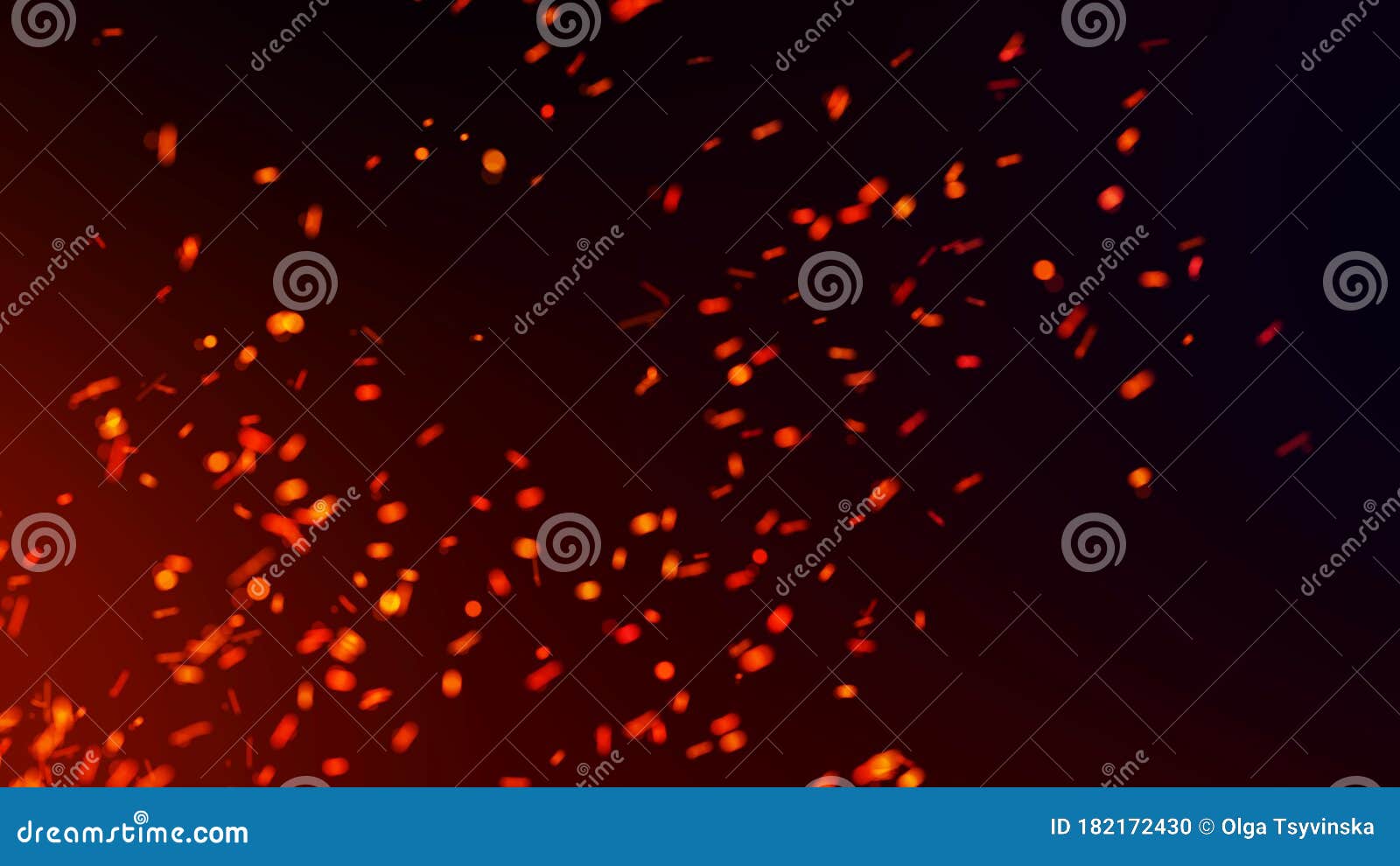 Burning Flying Sparks on Dark Background. Abstract Pattern of Bright ...