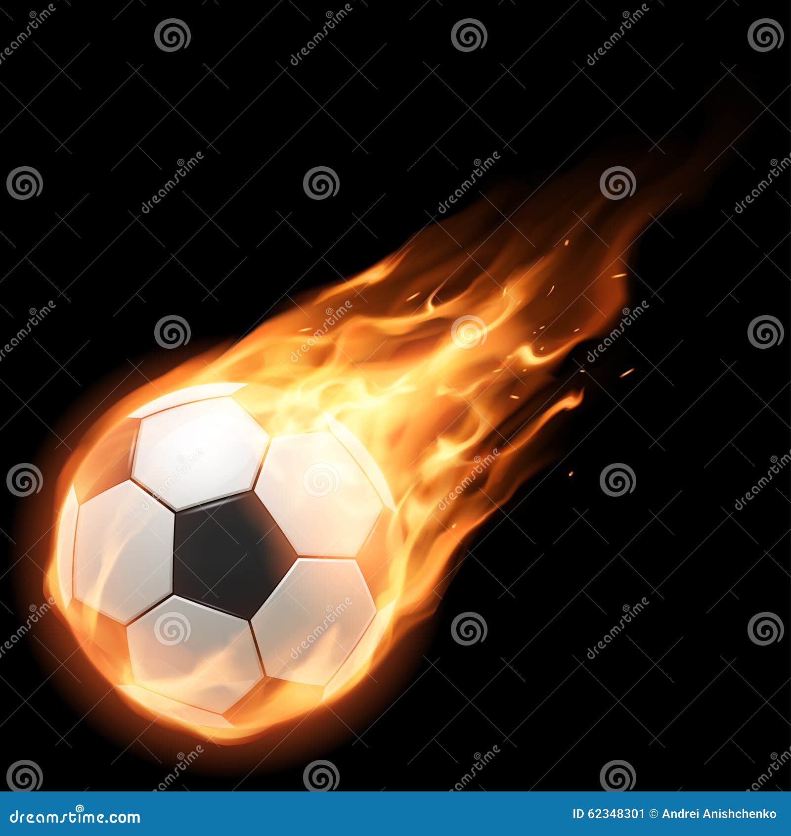 Burning football ball stock vector. Illustration of goal - 62348301
