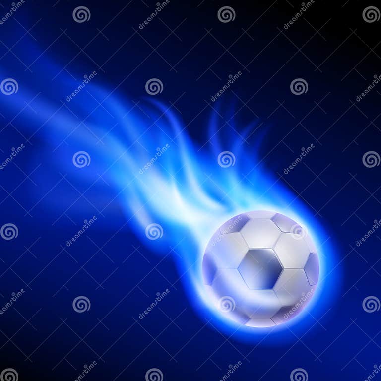 Burning Football on Blue Fire Stock Vector - Illustration of flame ...