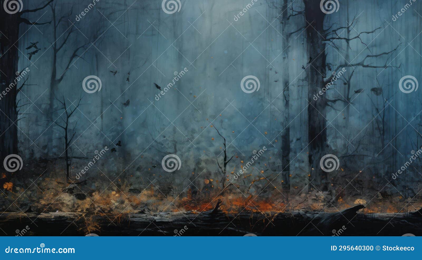 Burning Forest: Dark and Gritty Avian-themed Painting Stock ...