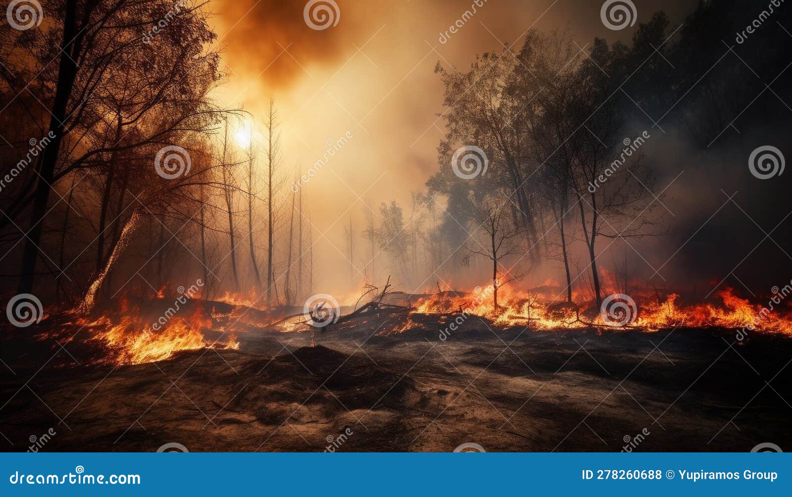 Burning Forest, Destroyed Landscape, Environmental Damage, Ash ...