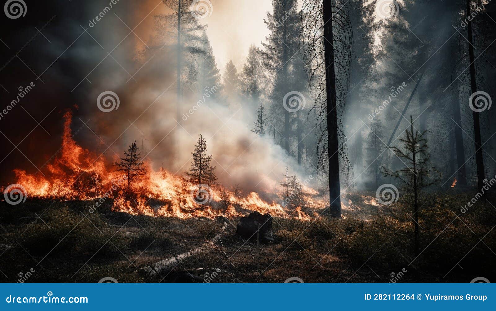 Burning Forest Fire Destroys Natural Environment, Leaving Ash and ...