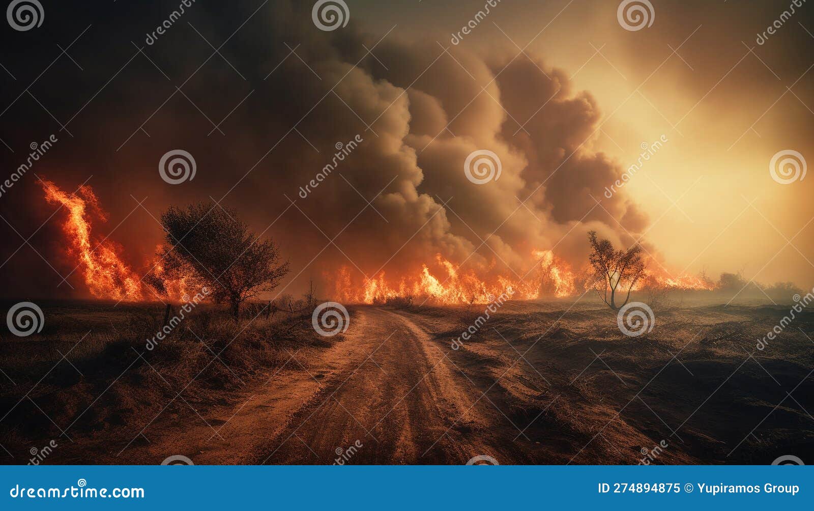 Burning Forest Fire Destroys Natural Environment Outdoors Generated by ...
