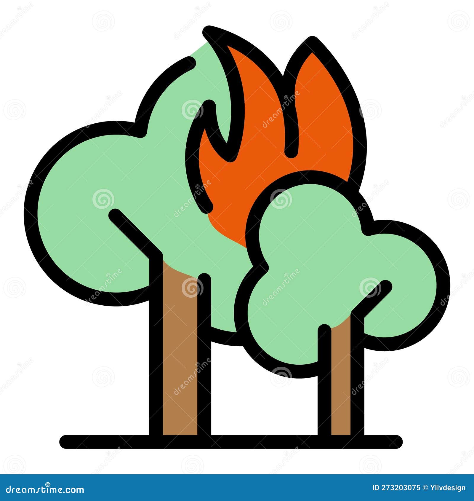 Burning Forest Icon Vector Flat Stock Vector - Illustration of isolated ...