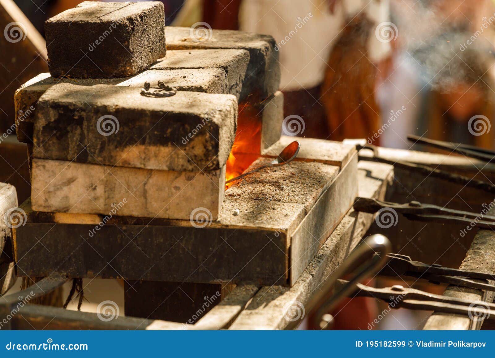 A Burning Forge Made of Bricks in Nature Stock Image - Image of burn ...