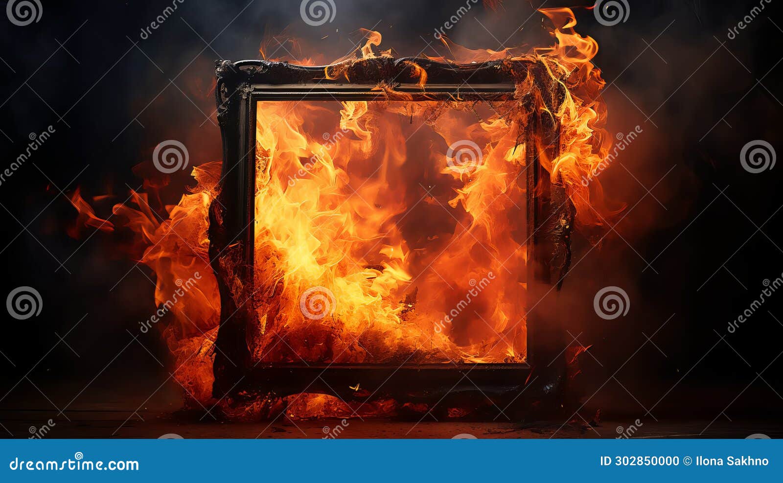 Burning Frame on a Dark Background Stock Illustration - Illustration of ...