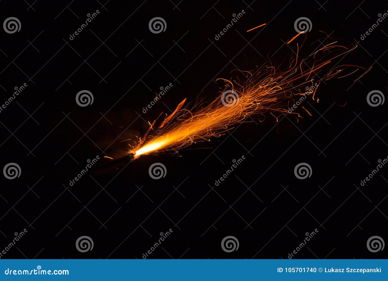 Burning fuse with sparks stock photo. Image of fire - 105701740