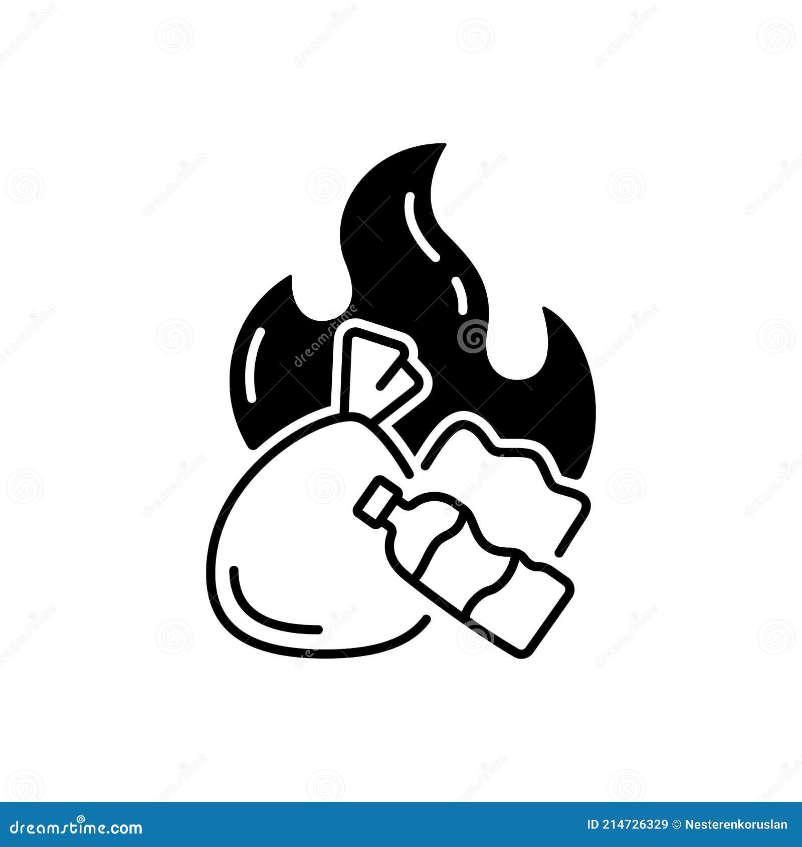 Burning Garbage Black Linear Icon Stock Vector - Illustration of litter ...