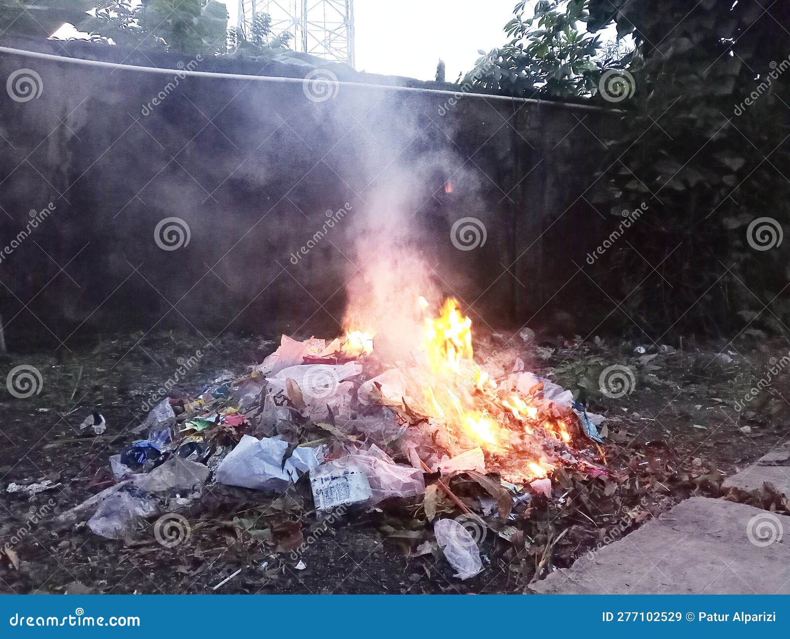 Burning Garbage Can Cause Pollution Stock Image - Image of garbage ...