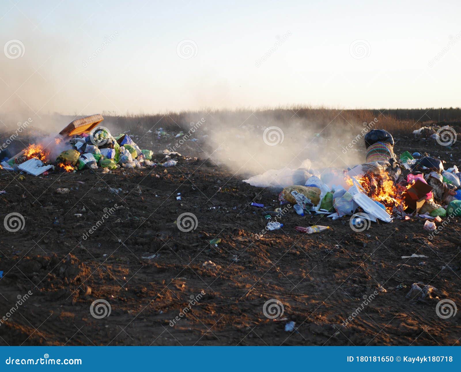 Burning Garbage. Concern for the Environment Stock Photo - Image of ...