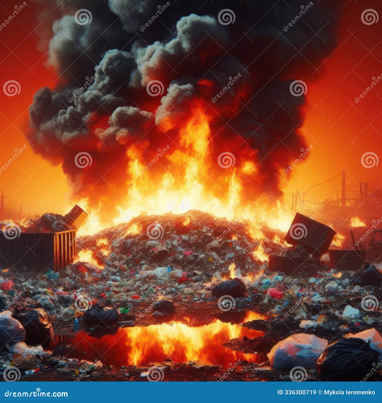 Burning Garbage Dump, Air Pollution. Stock Image - Image of haze ...
