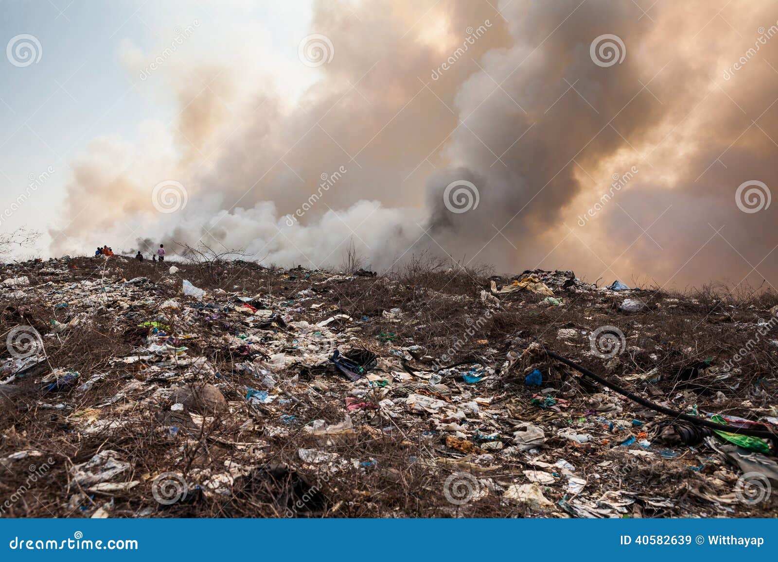 Burning Garbage Heap of Smoke Stock Image - Image of burn, environment ...