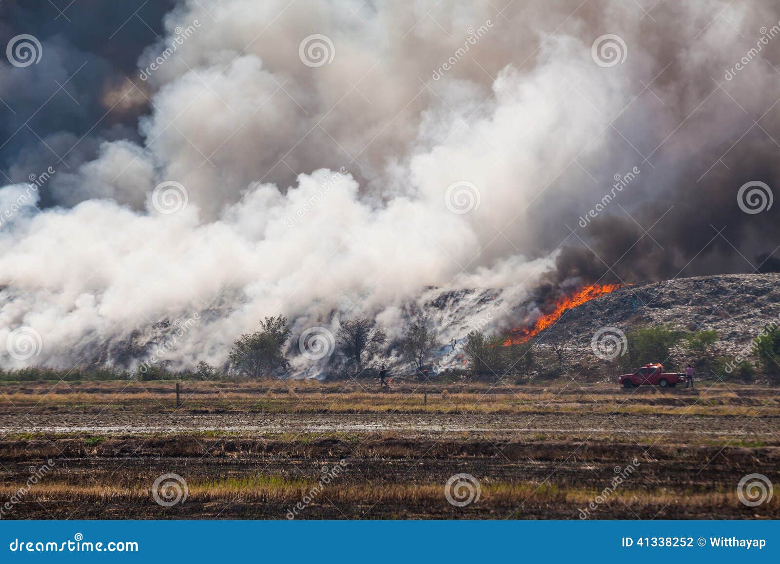 Burning Garbage Heap of Smoke Stock Photo - Image of extinguishing ...