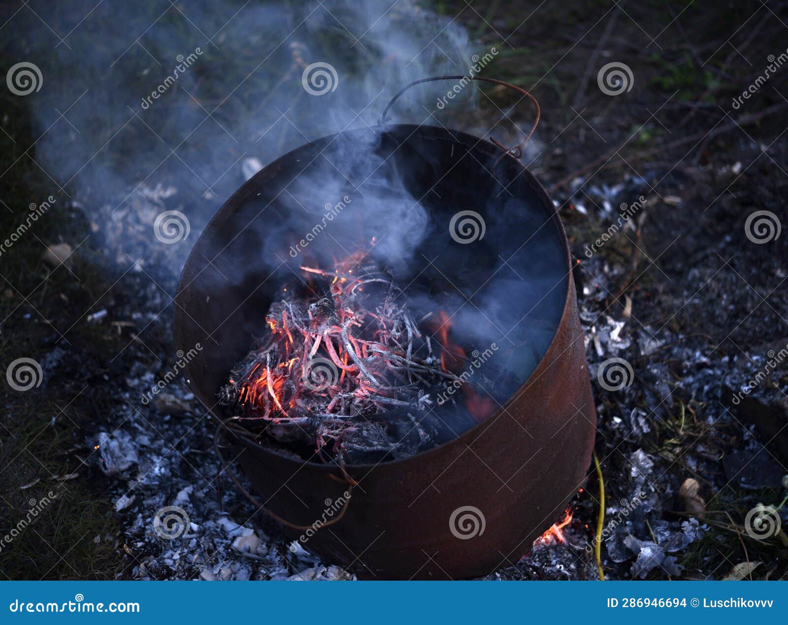 Burning Garbage in the Tank. Incineration of Garbage in an Iron Bucket ...