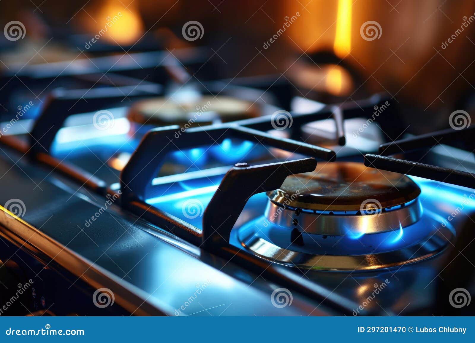Burning Gas Burners on a Kitchen Gas Stove Stock Illustration ...
