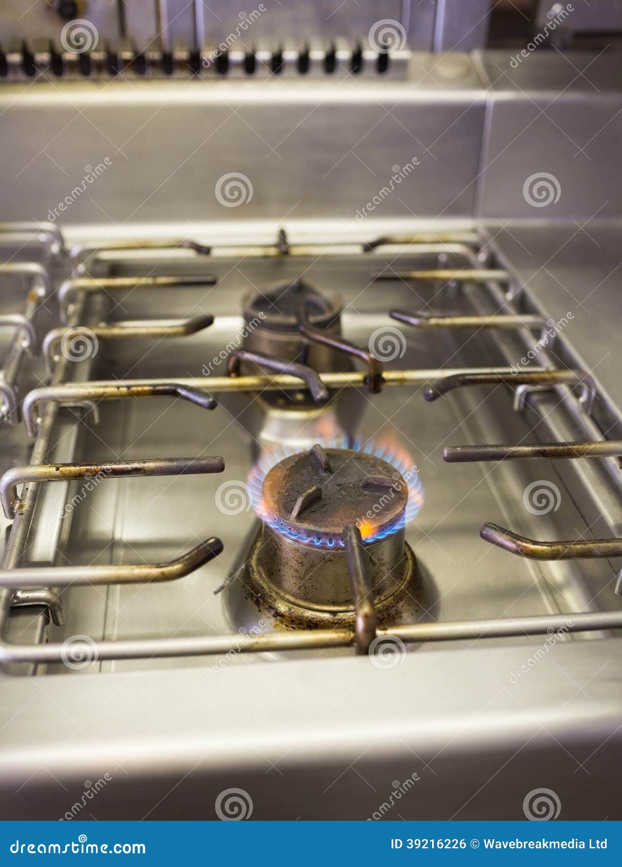 Burning Gas on Kitchen Gas Stove Stock Photo - Image of macro ...