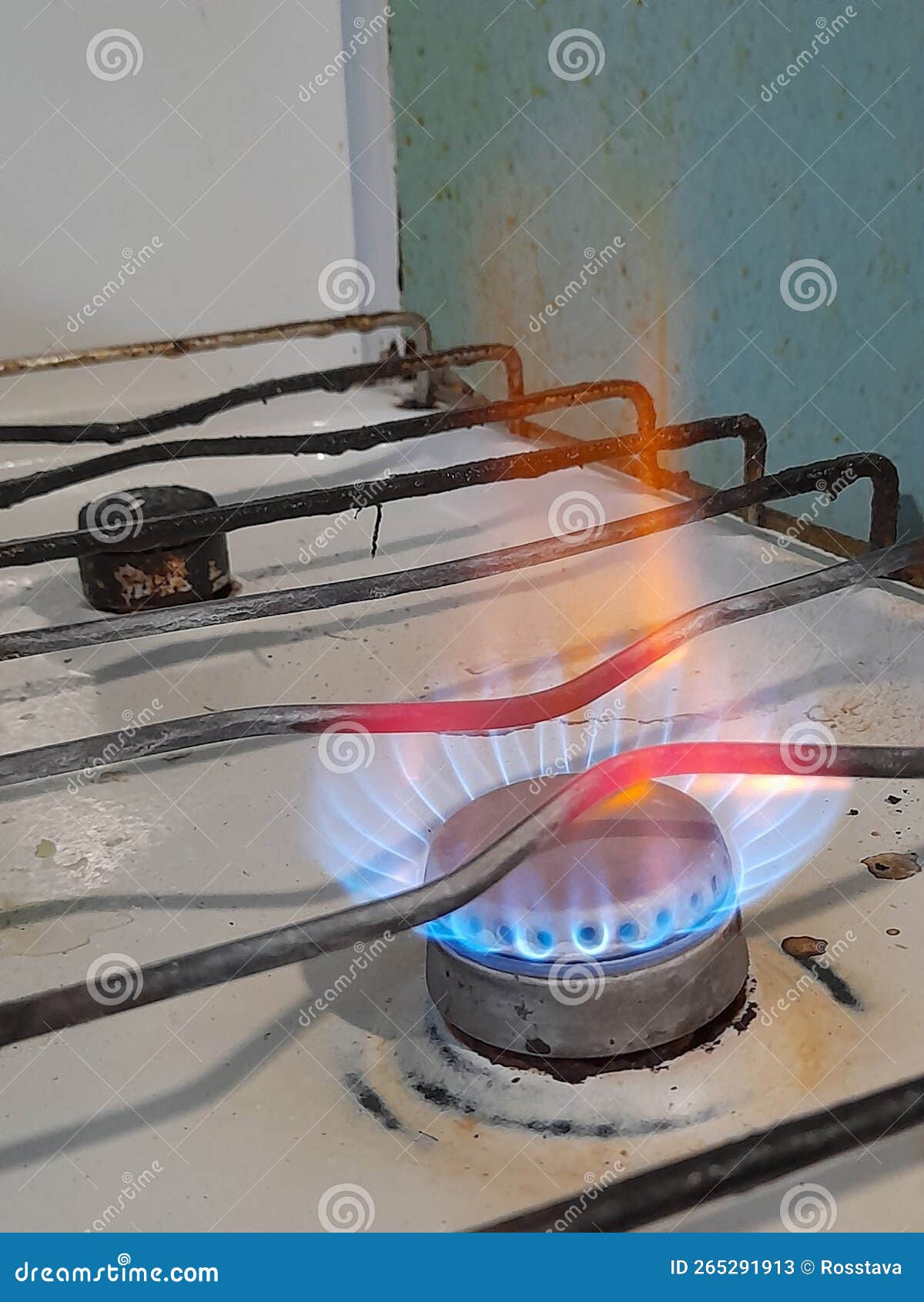 Burning Gas on an Old Stove, Blue Fuel Stock Image - Image of flammable ...