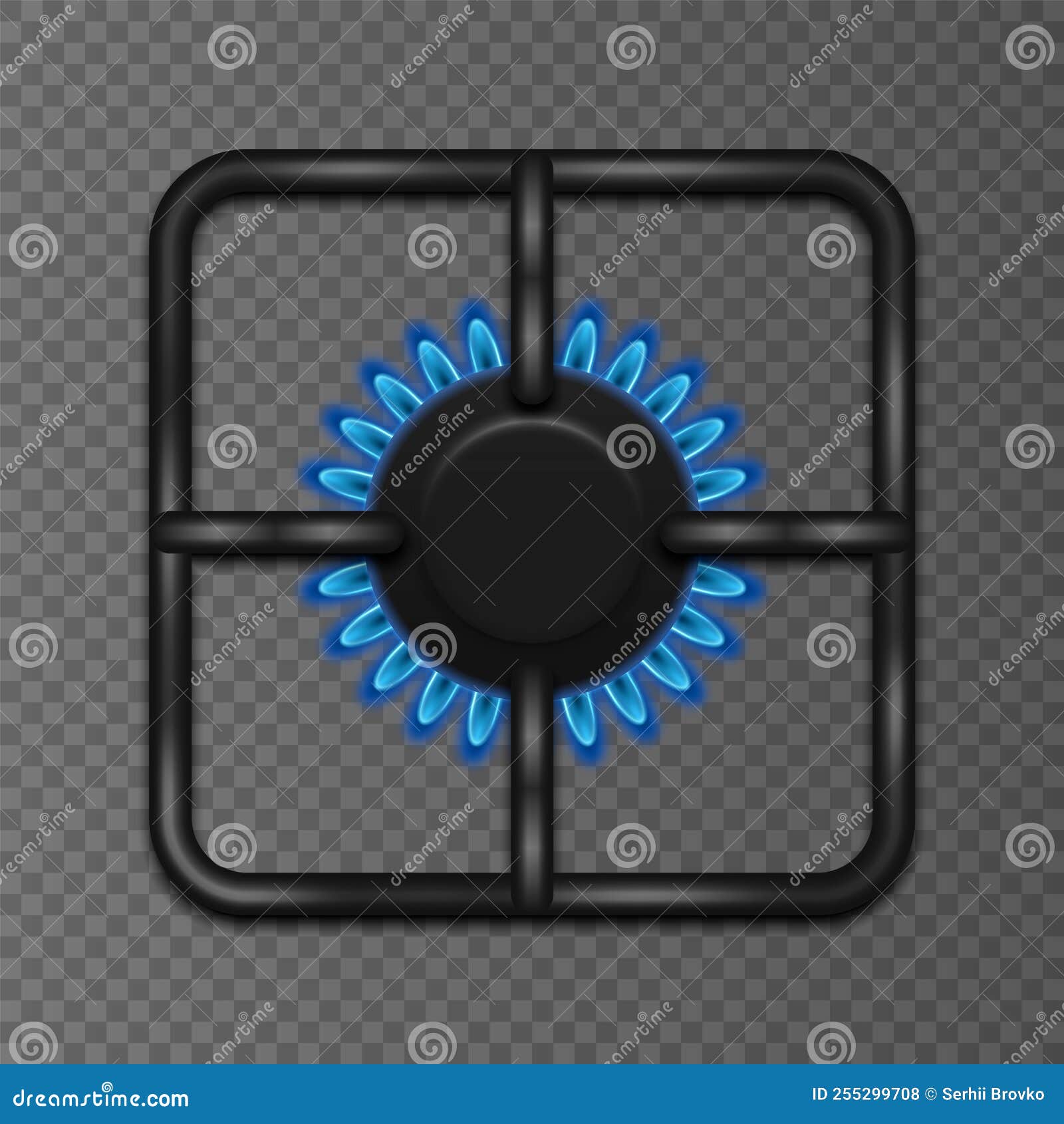 Burning Gas, Gas Stove Burner, Hob in the Kitchen. Vector Illustration ...