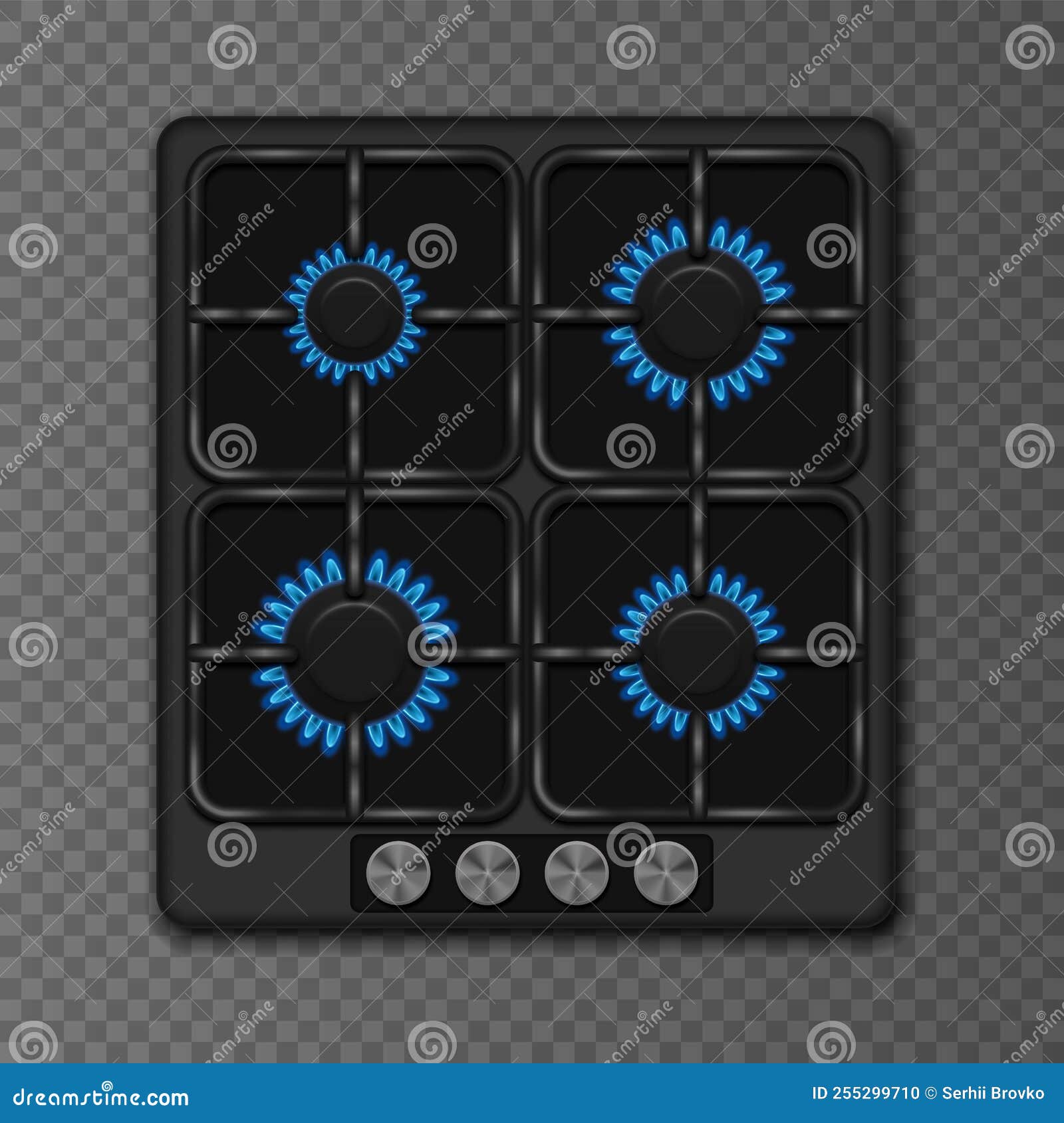 Burning Gas, Gas Stove Burner, Hob in the Kitchen. Vector Illustration ...