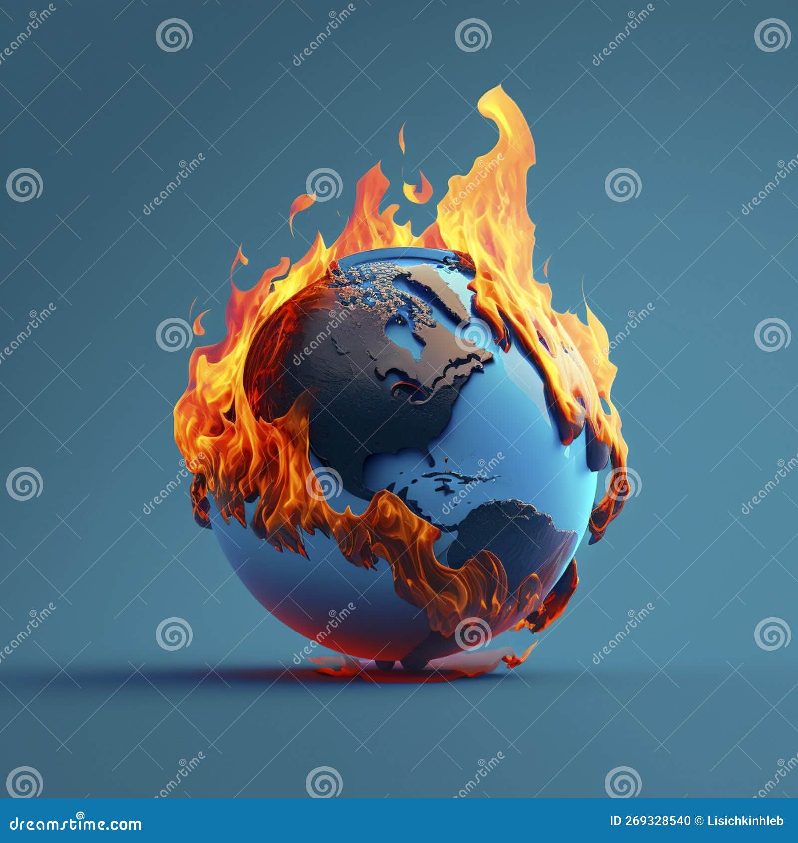 Burning Globe of Earth. Global Warming Concept Created with Ai ...