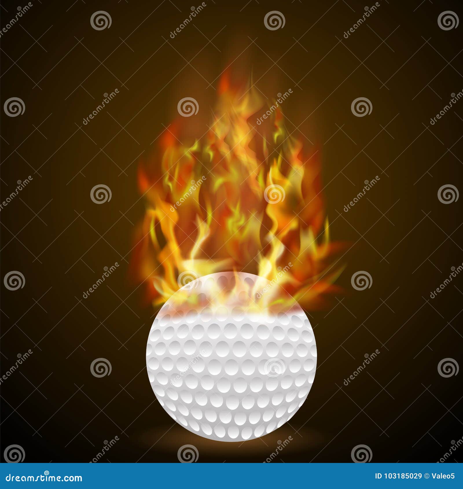 Burning Golf Ball with Fire Flame Stock Illustration - Illustration of ...