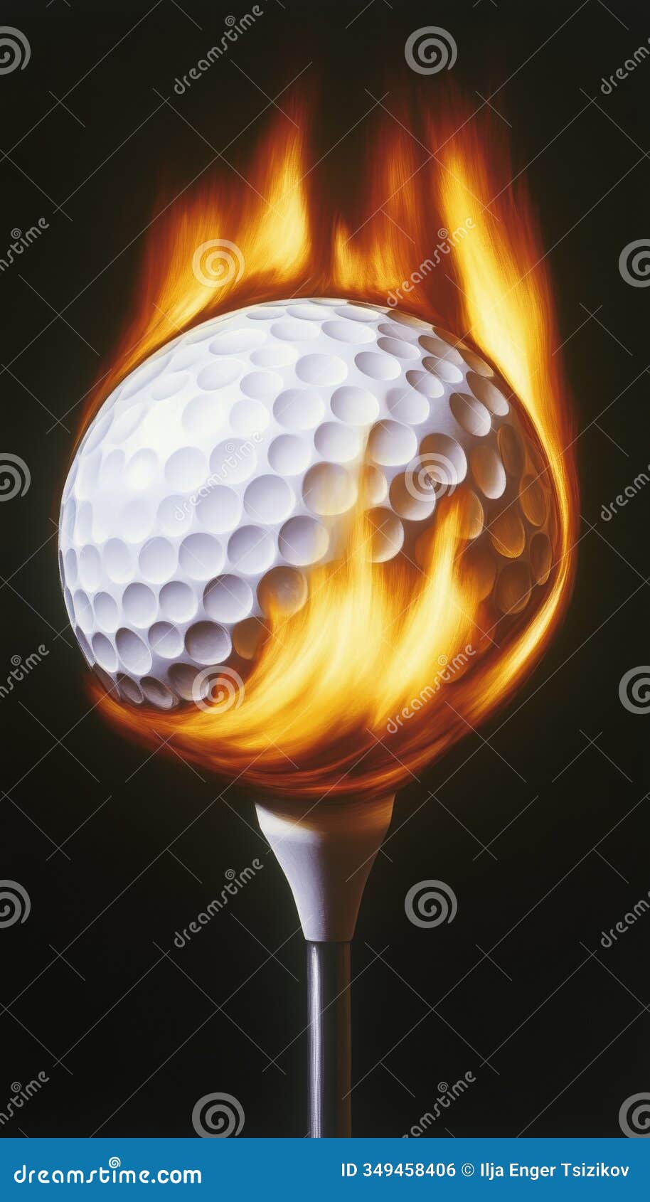 Burning Golf Ball Intense Flames Engulfing a Golf Ball, Highlighting ...