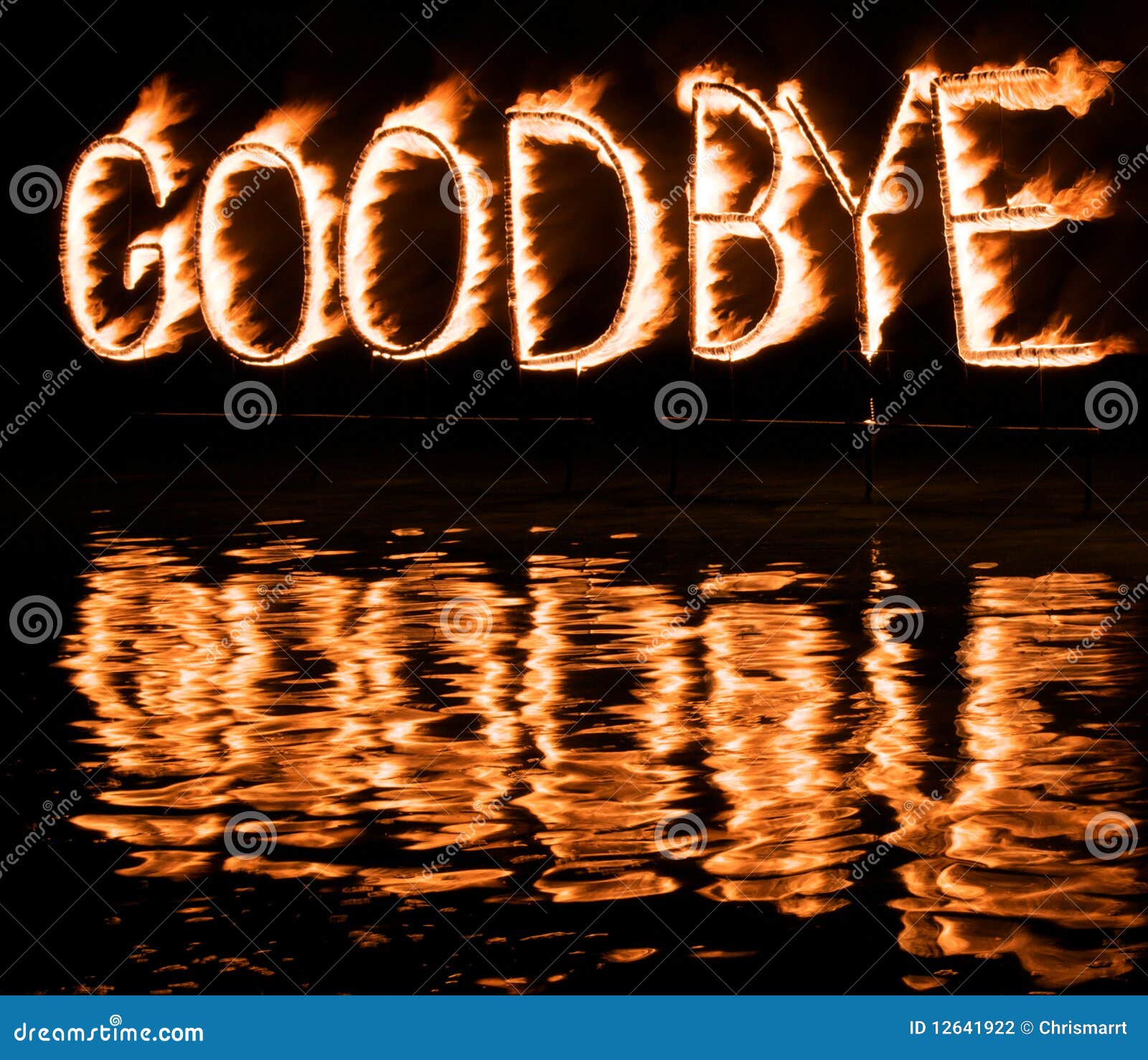 Burning Good Bye! stock photo. Image of fire, away, letters - 12641922