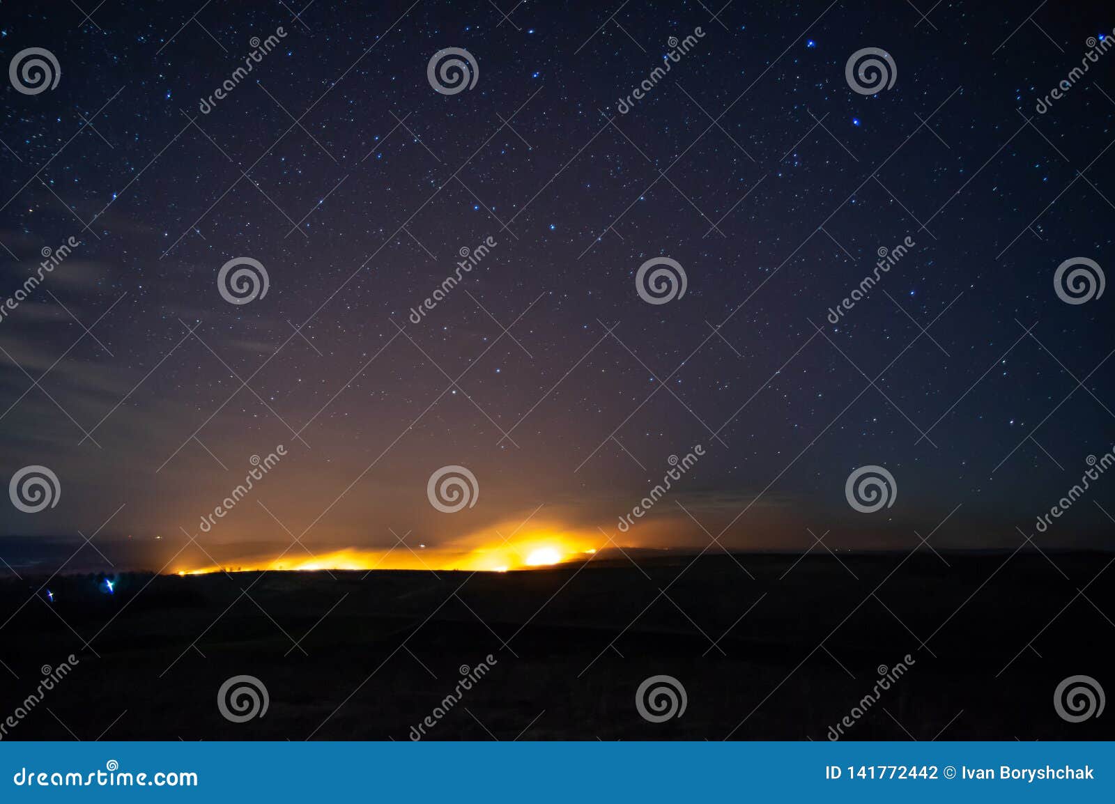 Burning Grass in the Field at Night Stock Photo - Image of abstract ...