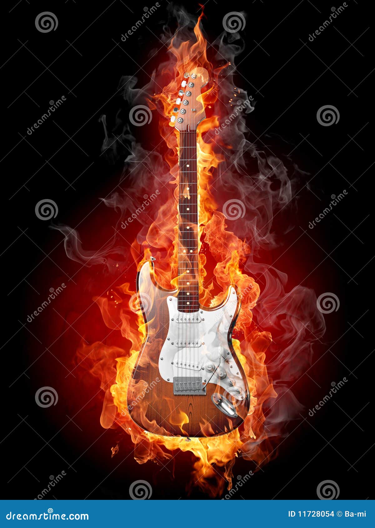 Burning guitar stock illustration. Illustration of classical - 11728054