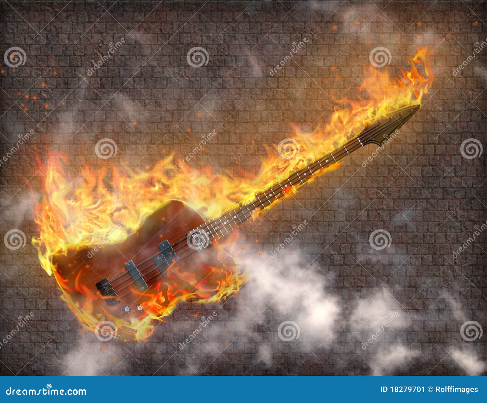 Burning Guitar stock illustration. Illustration of bonfire - 18279701