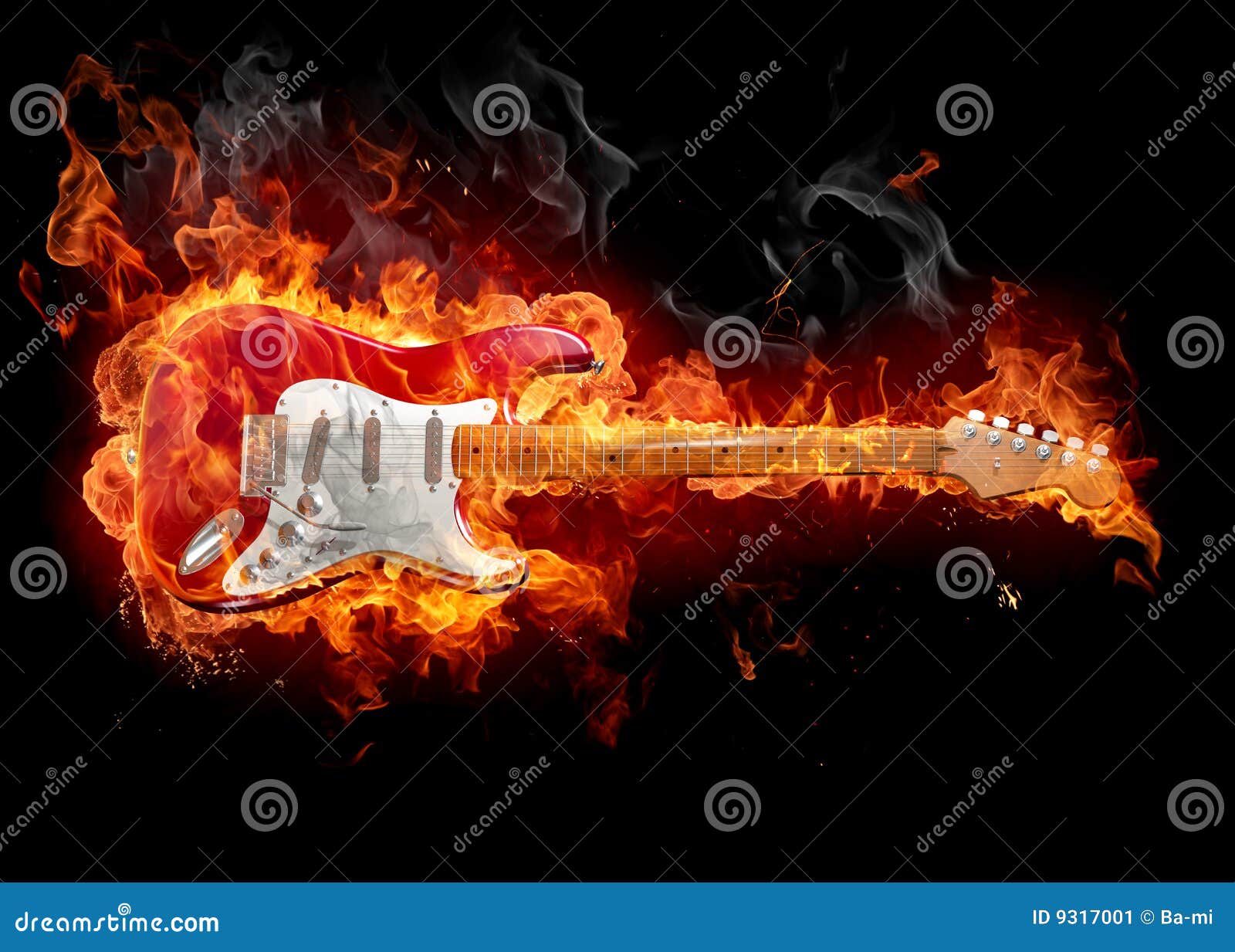 Burning guitar stock illustration. Illustration of creativity - 9317001