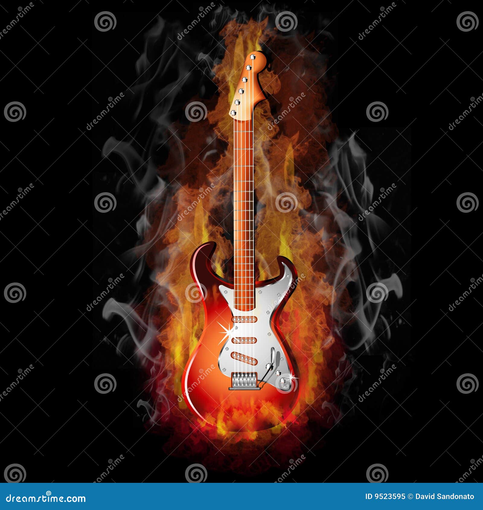 Burning Guitar stock illustration. Illustration of blaze - 9523595