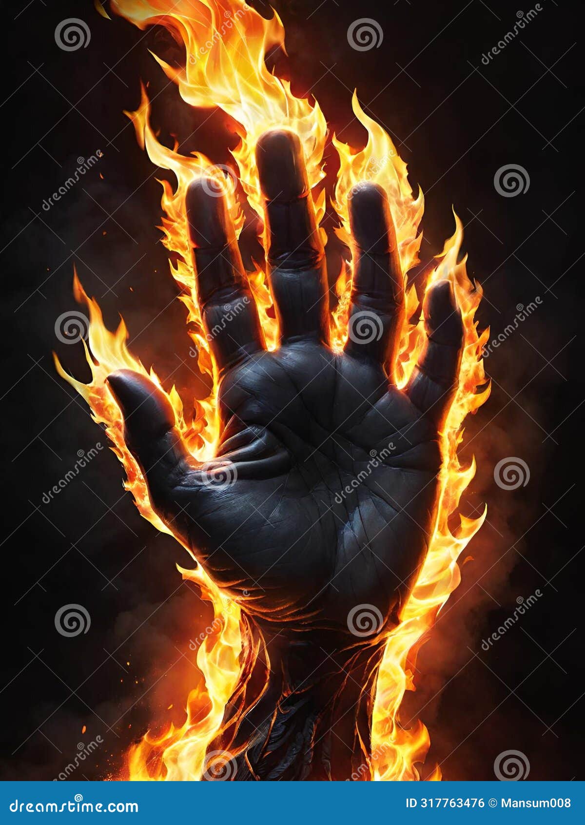 Burning Hand in Flames of Fire, Concept of Fire Stock Illustration ...