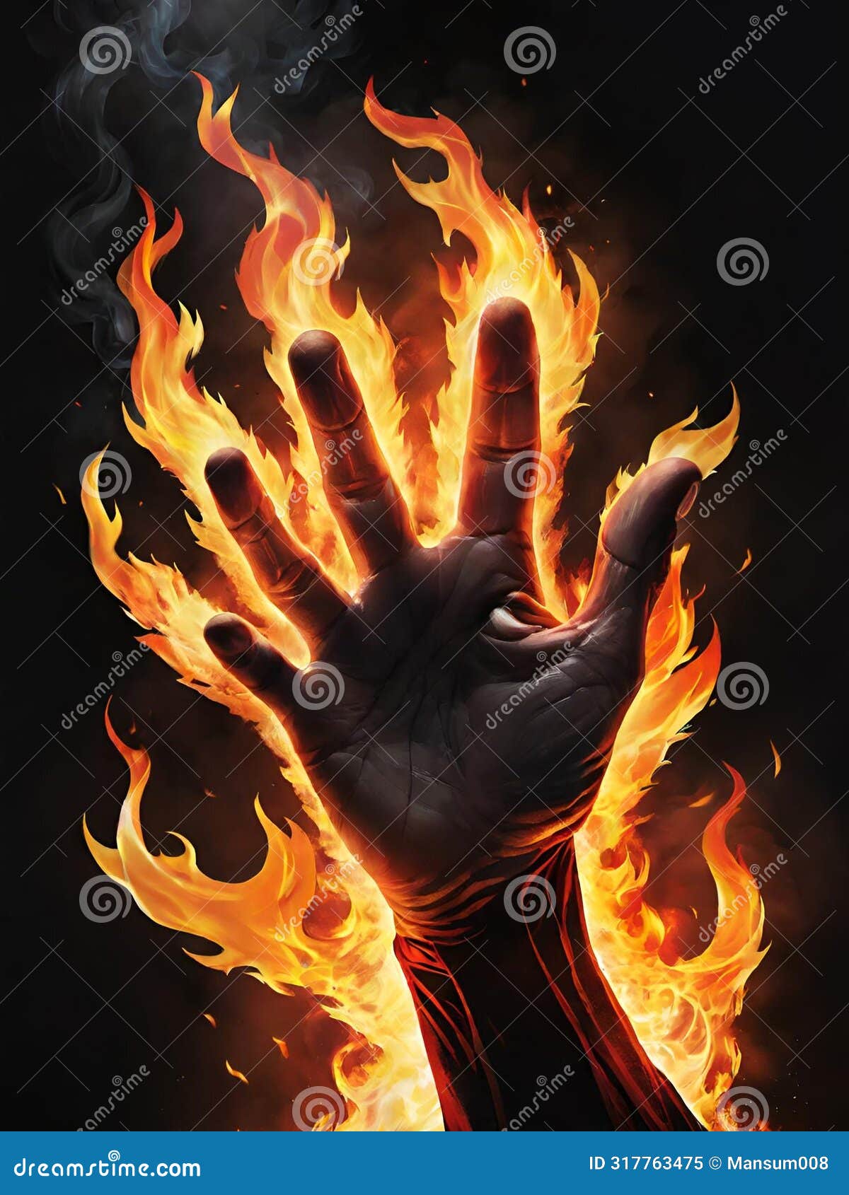 Burning Hand in Flames of Fire, Concept of Fire Stock Illustration ...