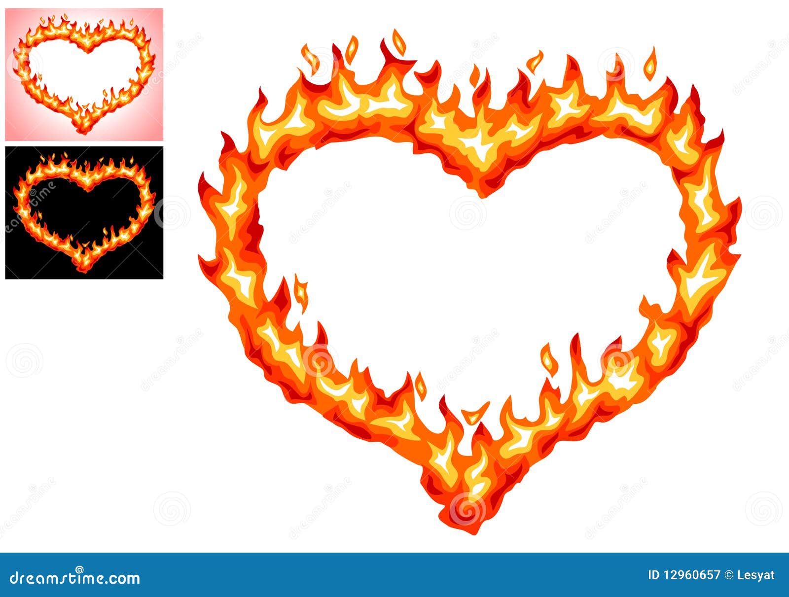 Burning Heart Flaming Heart On A White Background Concept Of The ...