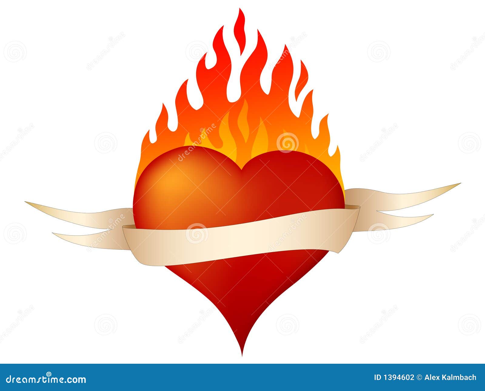 Burning Heart Flaming Heart On A White Background Concept Of The ...