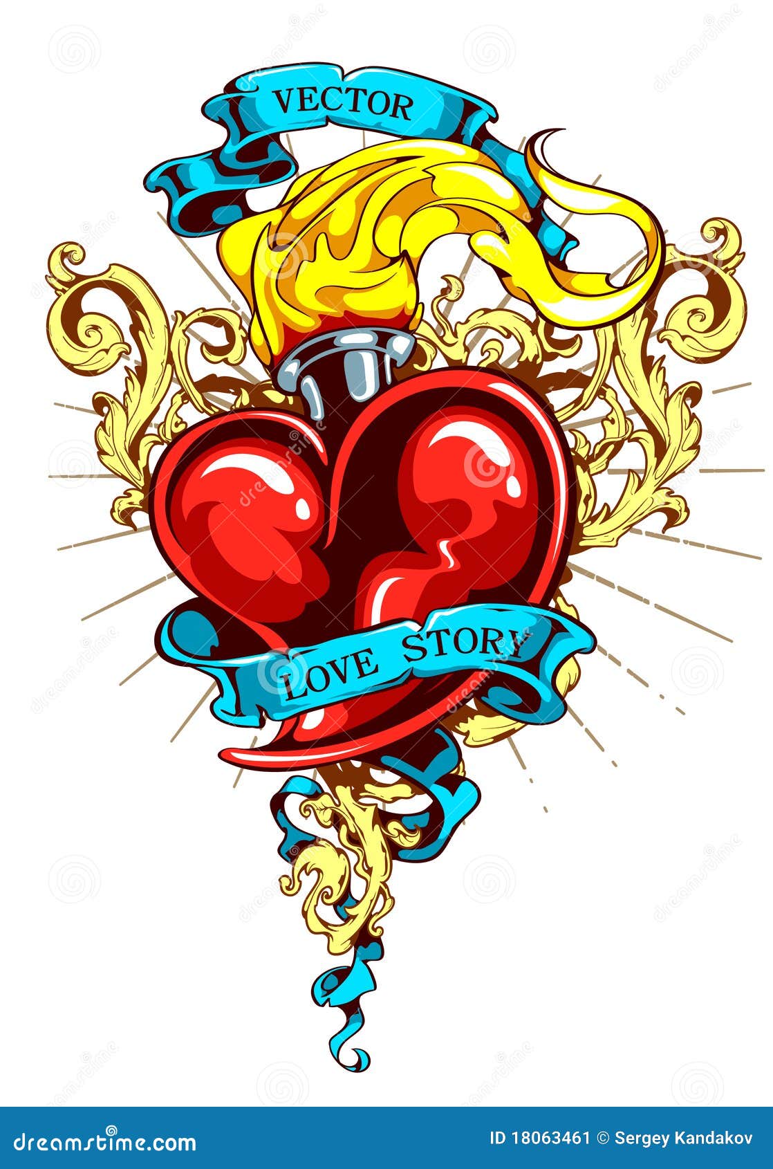 Burning heart stock vector. Illustration of burn, heart - 18063461