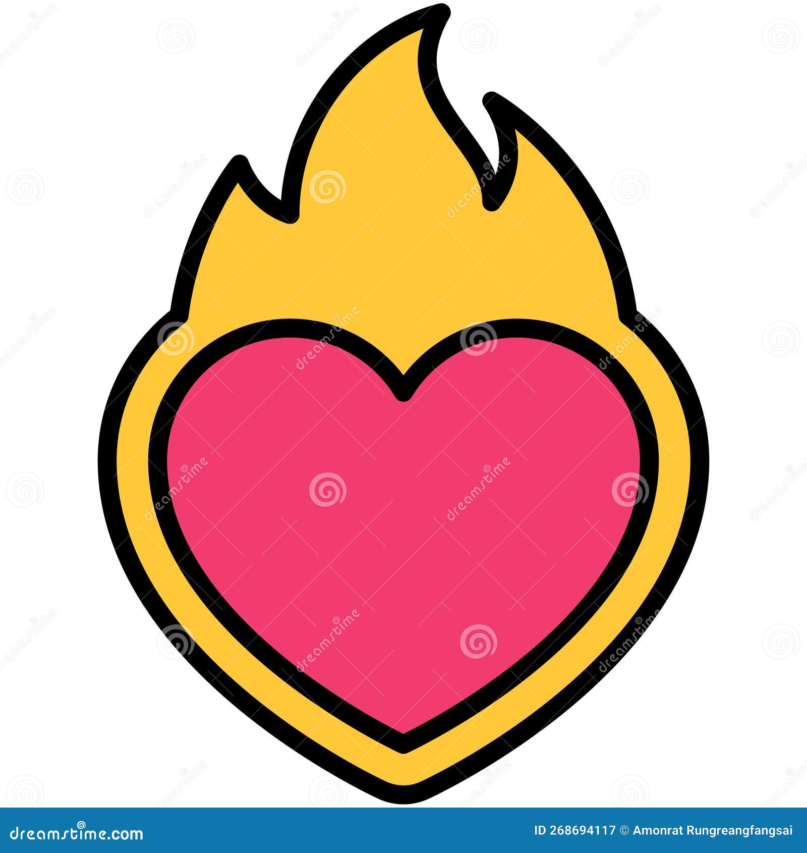 Burning Heart Icon, Love and Heart Vector Stock Vector - Illustration ...