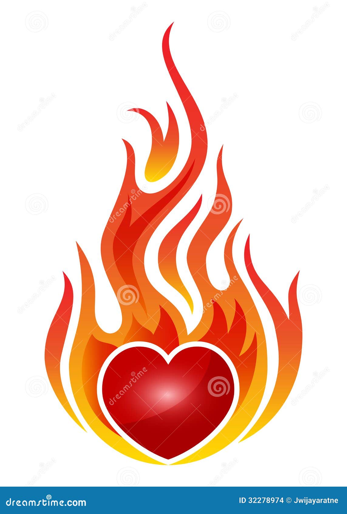 Burning heart stock vector. Illustration of love, isolated - 32278974