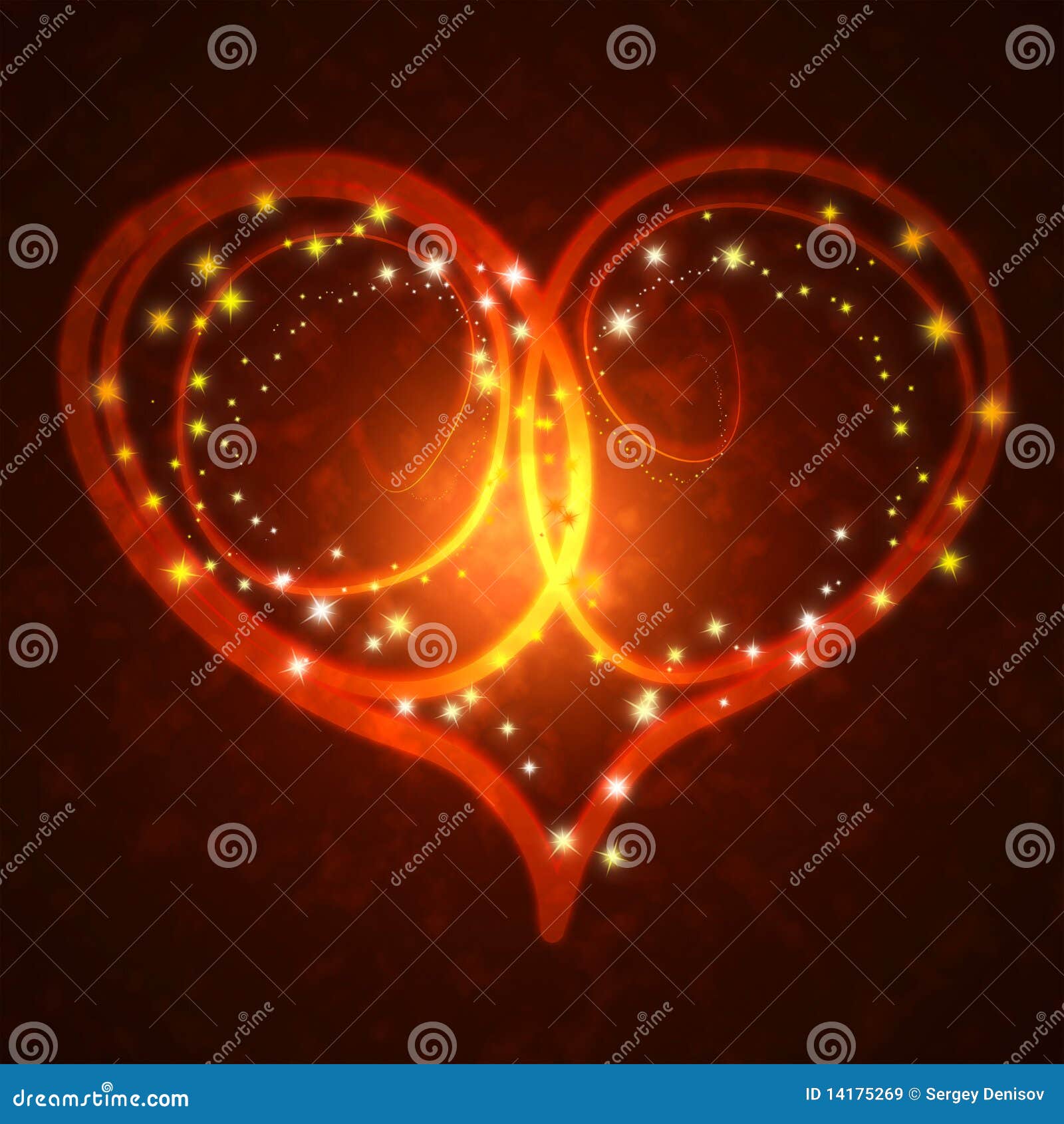 Burning Heart with Sparkles Stock Illustration - Illustration of burn ...