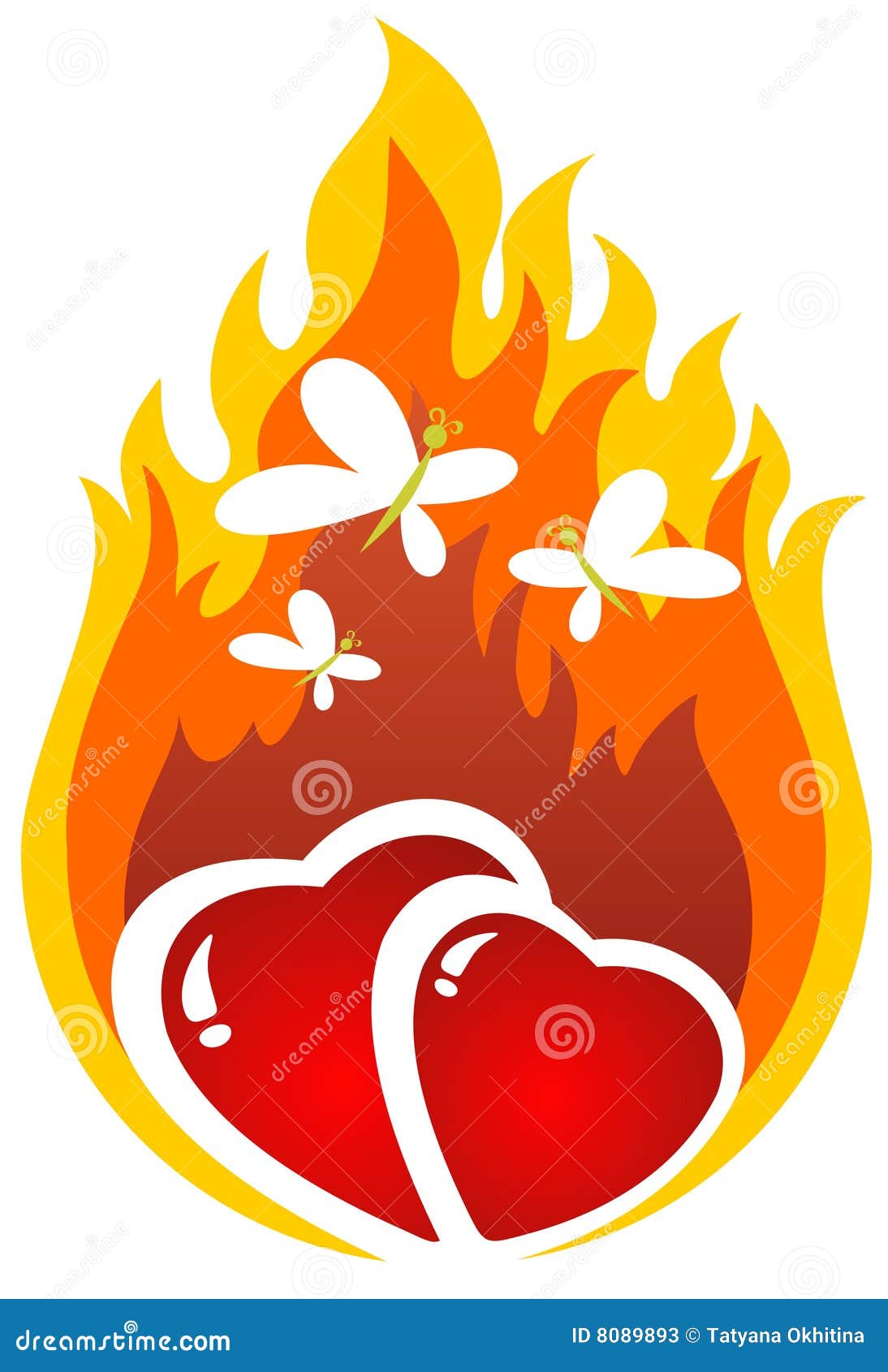 Burning hearts stock vector. Illustration of design, cartoon - 8089893