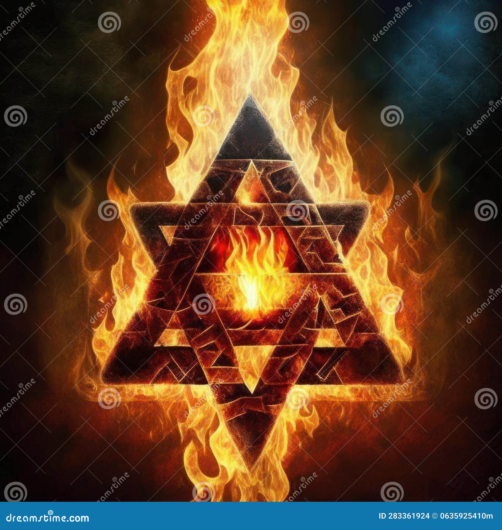 Burning Hexagram, Star of David. Stock Illustration - Illustration of ...