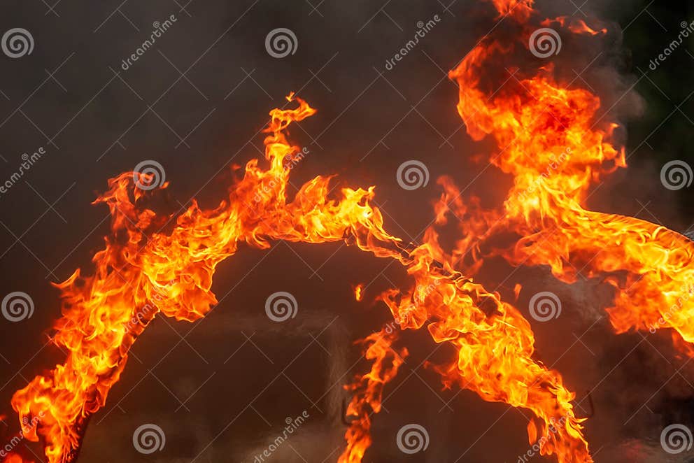 Burning hoop in nature stock photo. Image of wallpaper - 178983858