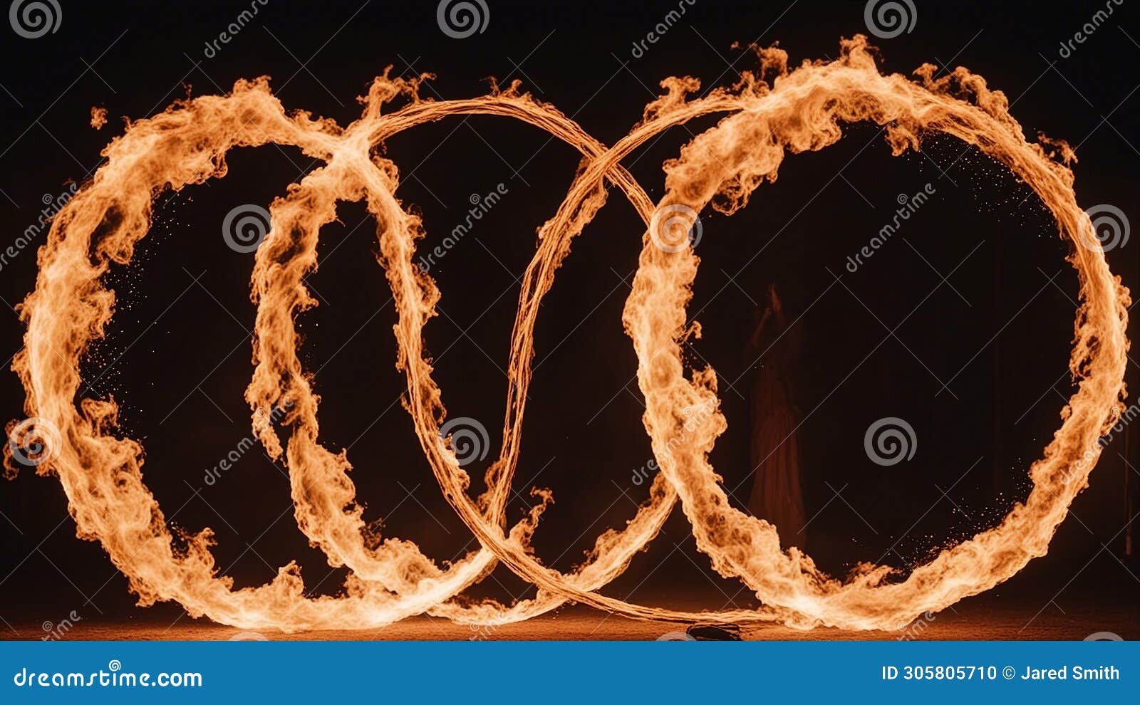 Burning Hoops on Black _A Fire Hoop Spinning in the Darkness, Creating a Mesmerizing Pattern of ...
