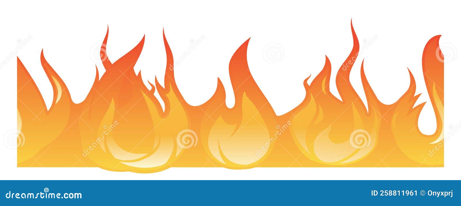 Burning Horizontal Border. Cartoon Fire Seamless Pattern Stock ...
