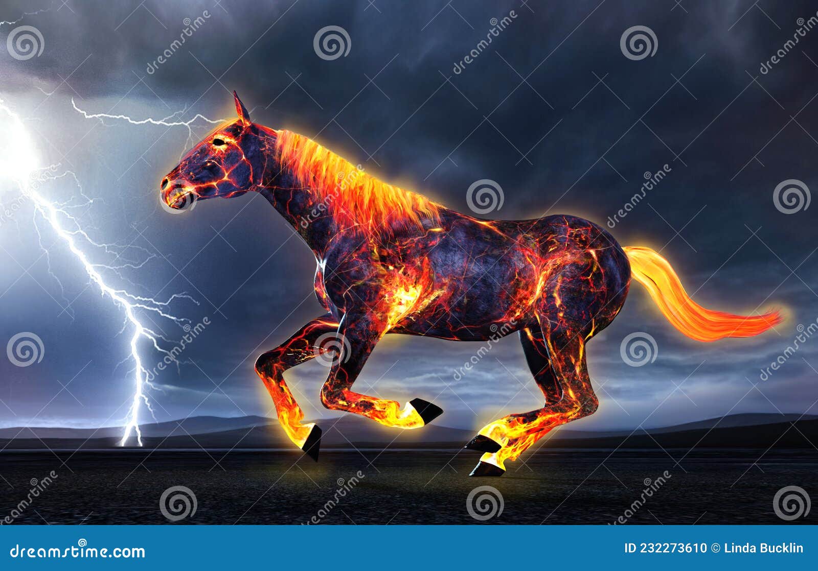Burning Horse Galloping stock illustration. Illustration of galloping ...