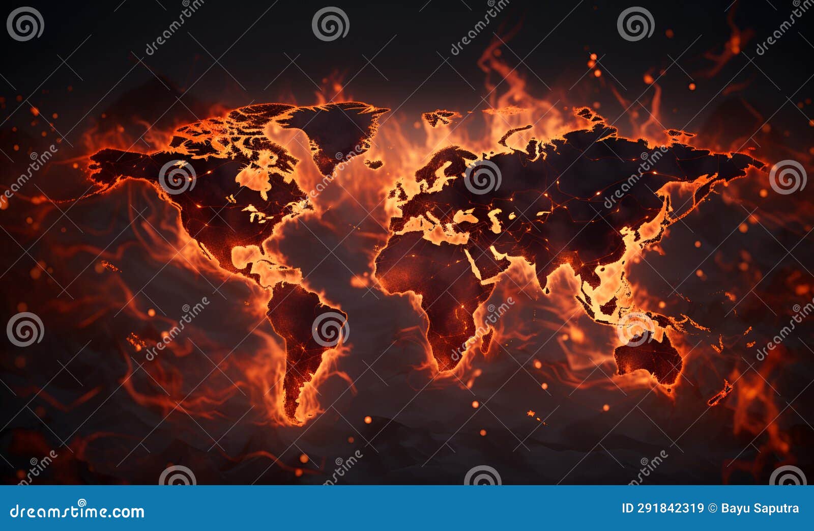 Burning Hot Red World Map, Ai Generative Stock Illustration ...