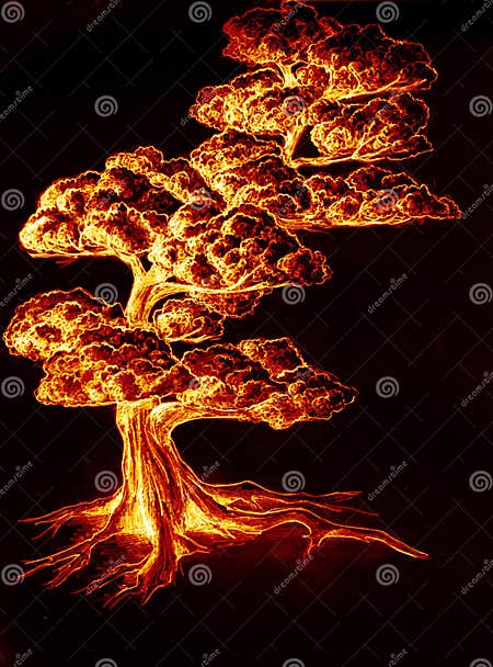 Burning hot tree stock illustration. Illustration of trees - 18524829