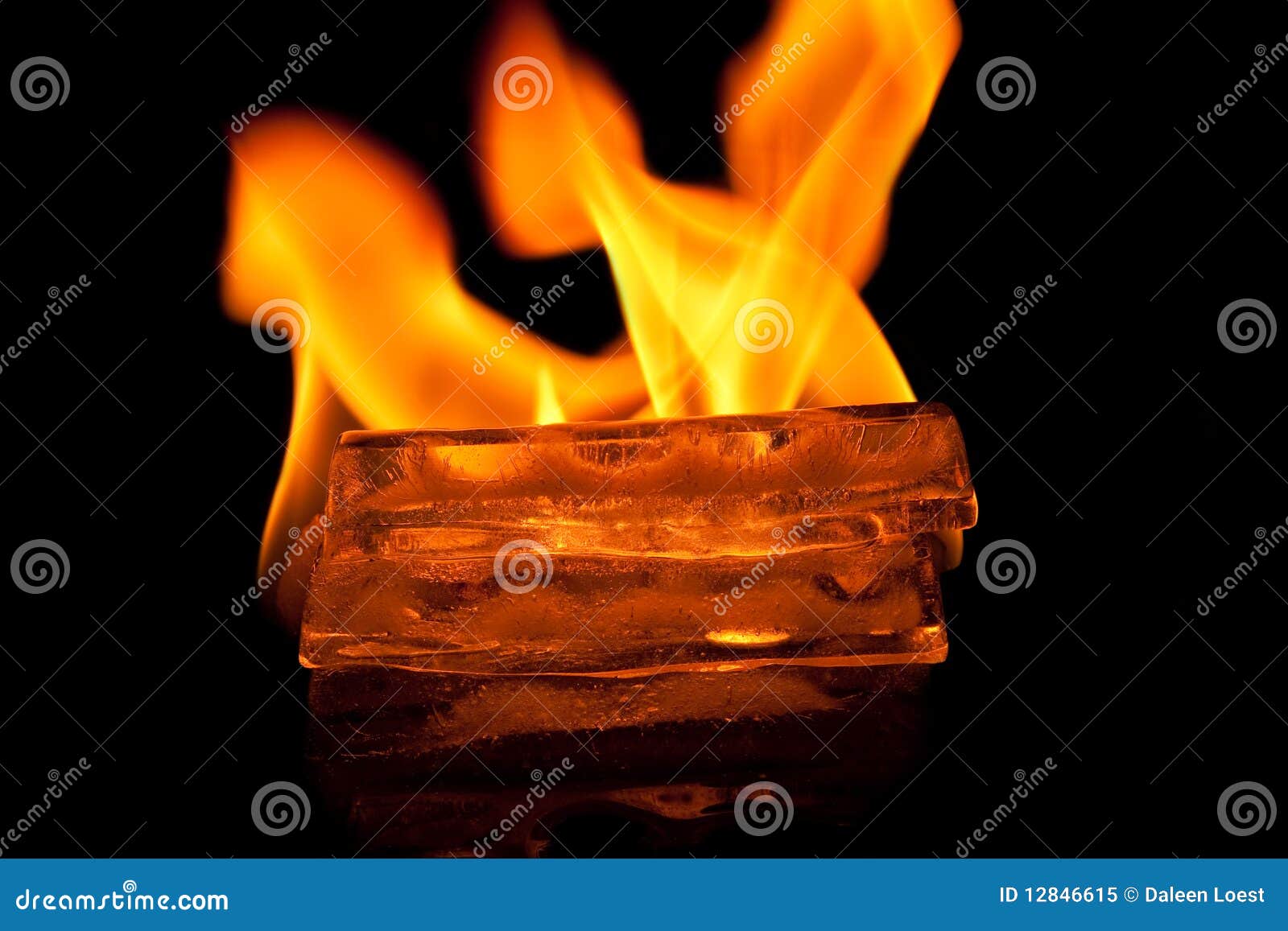 Burning ice cubes stock image. Image of flame, reflection - 12846615