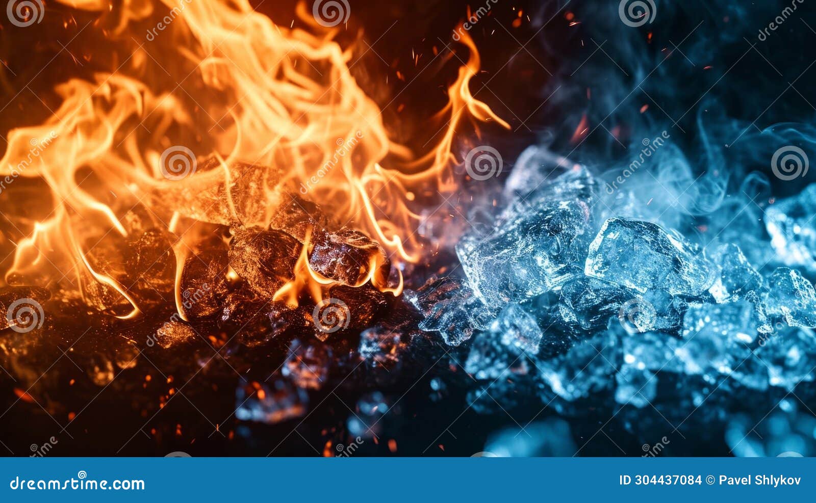 Burning Ice, the Fight between Good and Evil Concept. Stock Photo ...